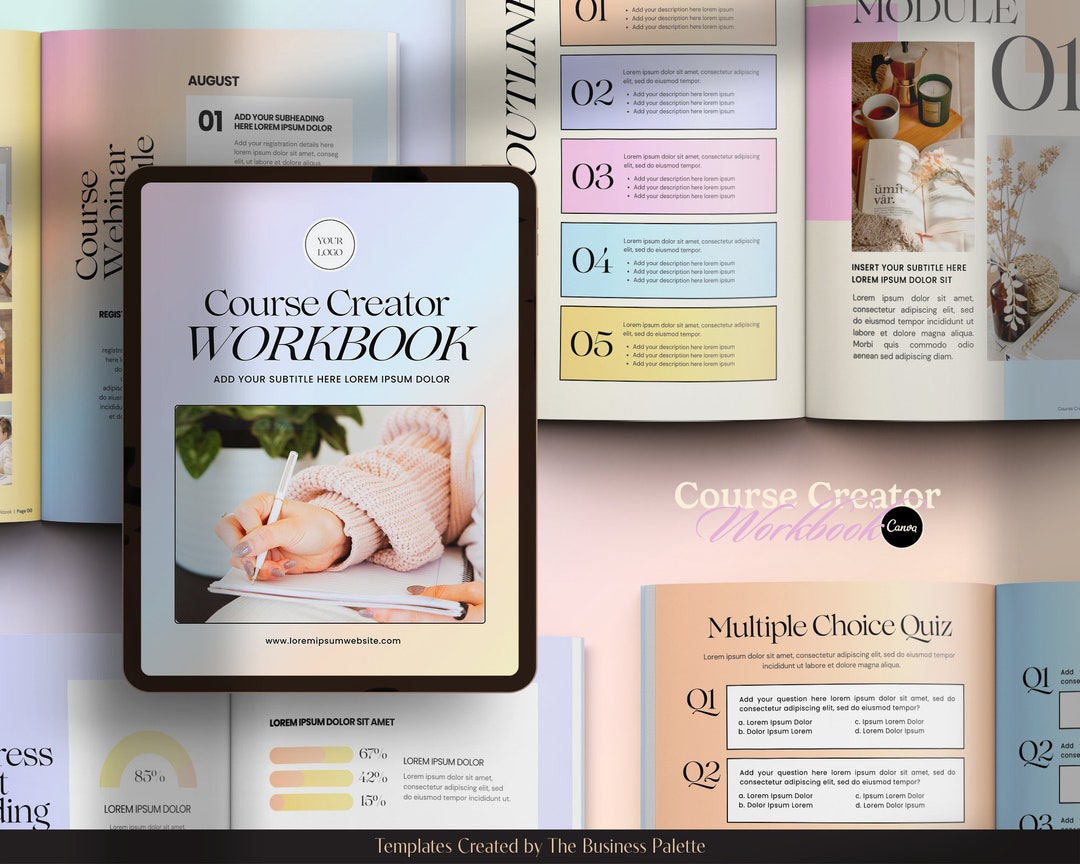 IRIS Course Creator Workbook | Customizable in Canva | 100 Pages Template | Letter & A4 | Pastel ...