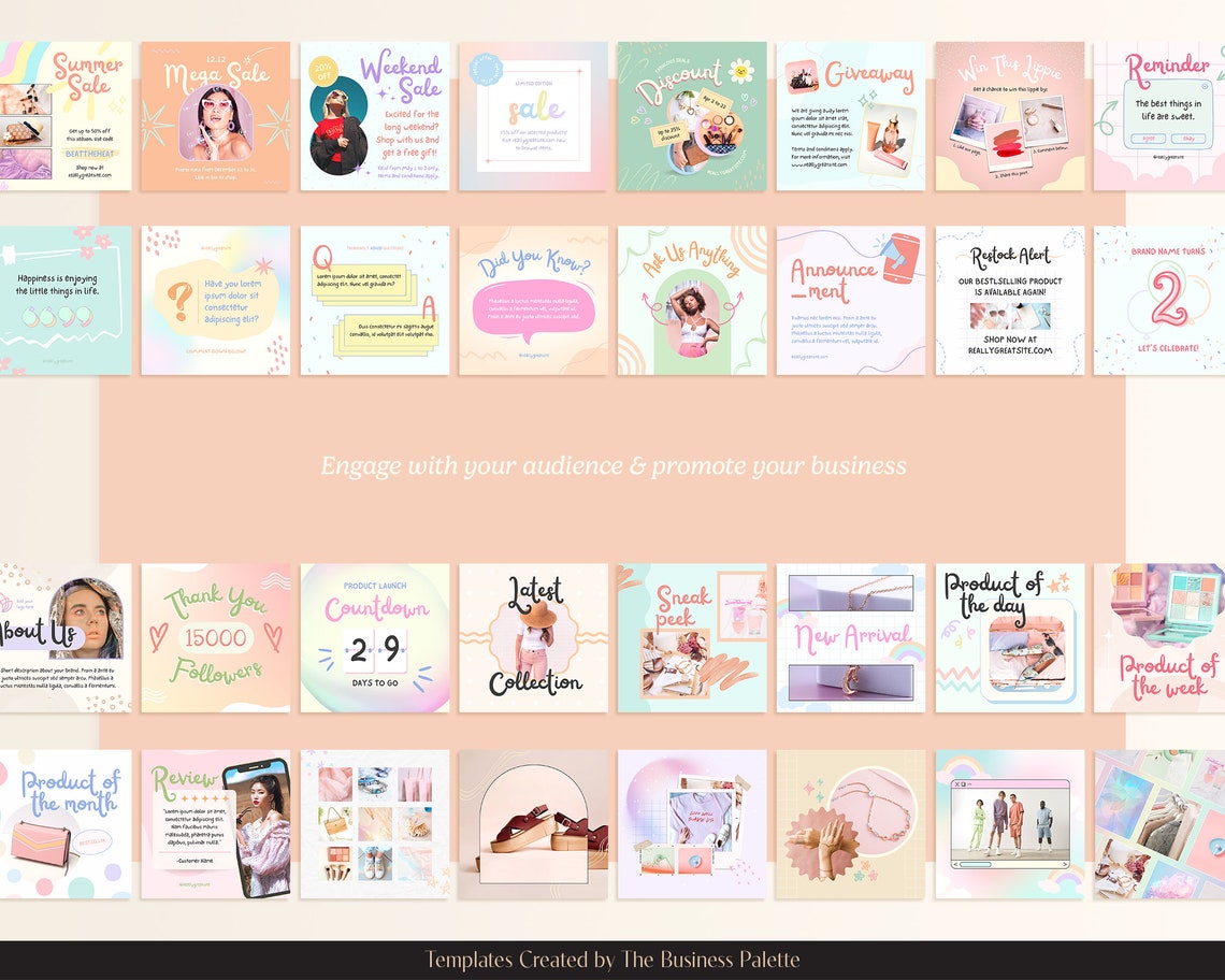 35 Pastel Instagram Posts for Boutique Businesses | Customizable in ...