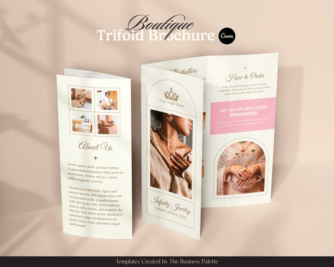 Trifold Brochure for Luxury Shops and Boutiques | Customizable in Canva ...