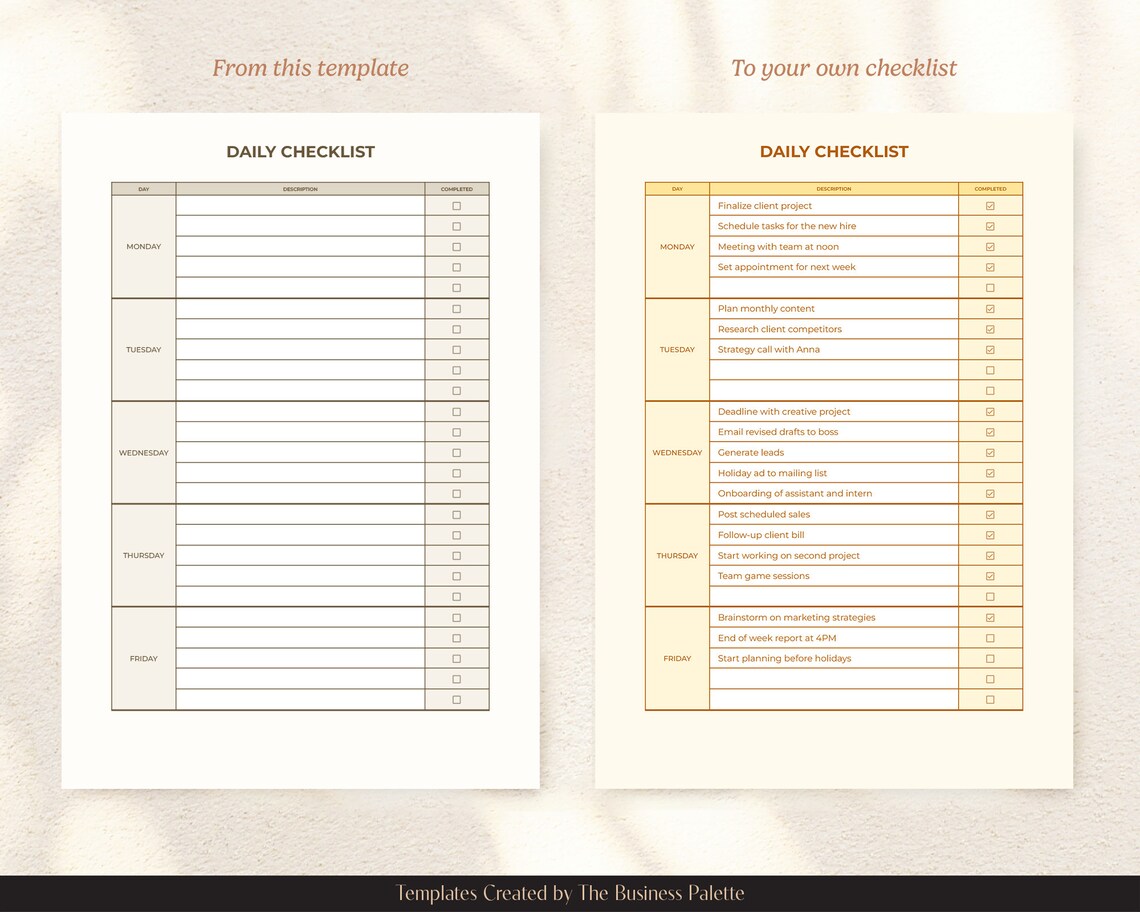 Daily Checklist Template Fillable in Adobe Acrobat Fully Customizable ...
