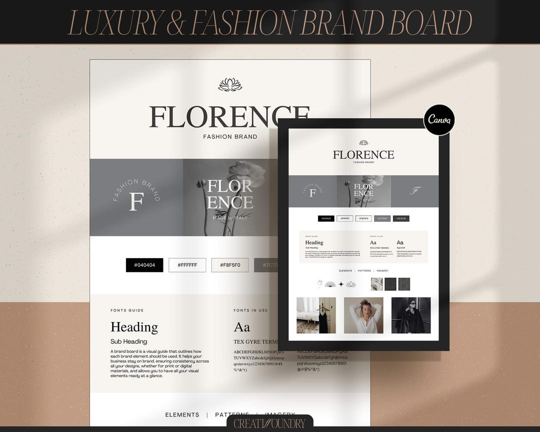 Luxury & Fashion Brand Board | Canva Template | Premade Branding Kit ...