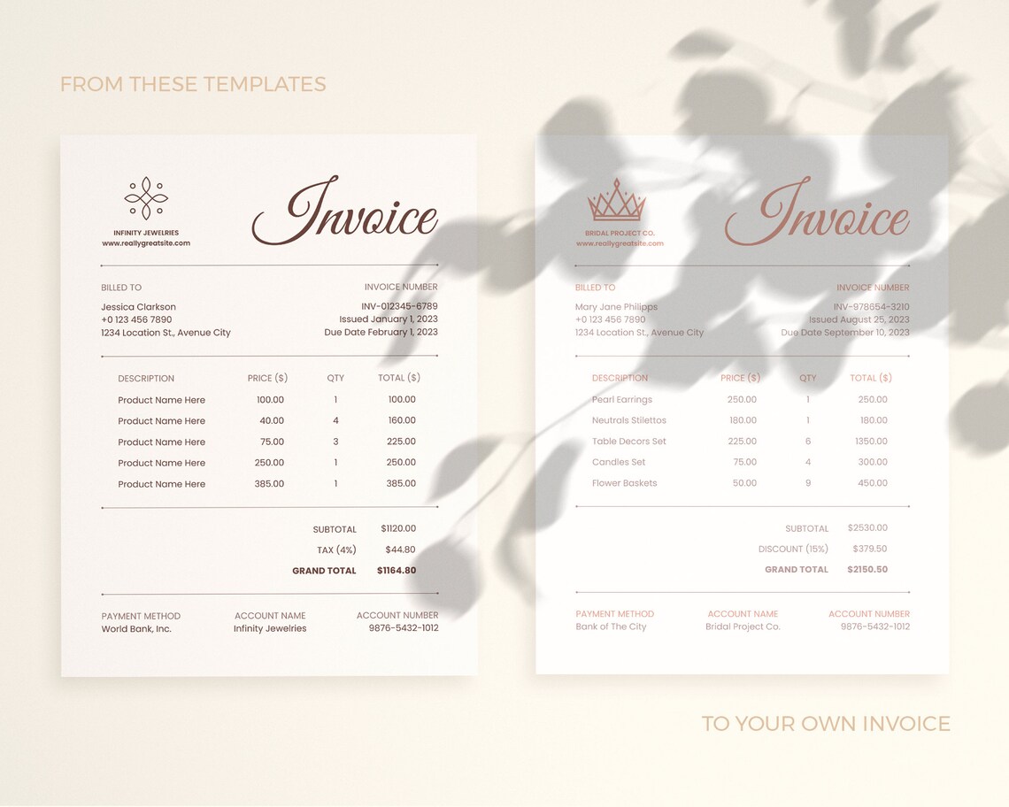 Beige Minimalist Invoice Template Customizable in Canva - Etsy