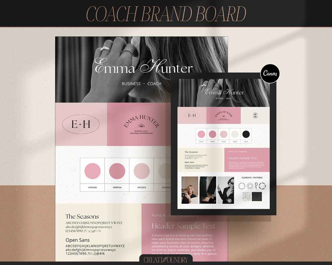 Coach Brand Board | Canva Template | Premade Branding Kit | Fully ...