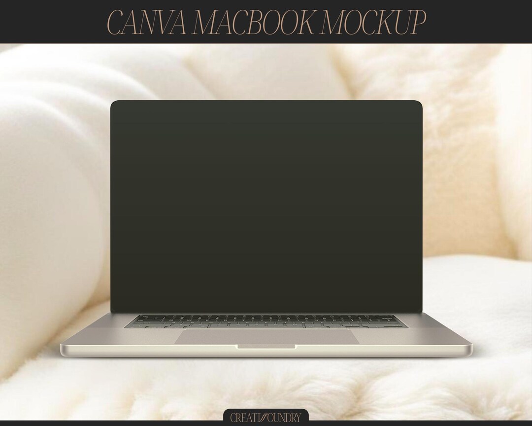 Canva MacBook Mockup Template | Chic Elegant Laptop Device | White ...