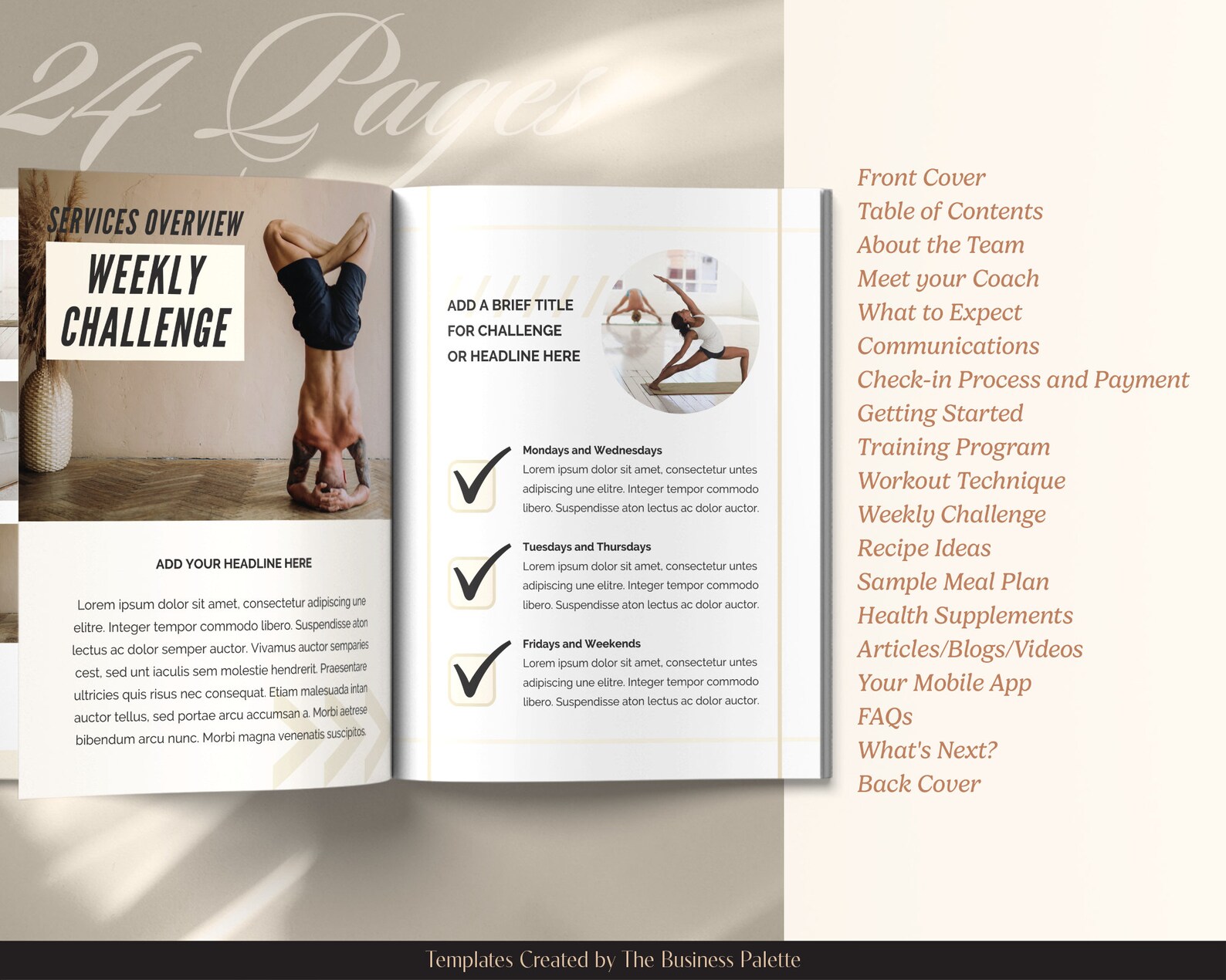 Neutral Fitness Welcome Packet | Canva Templates | 24 Pages | Letter ...