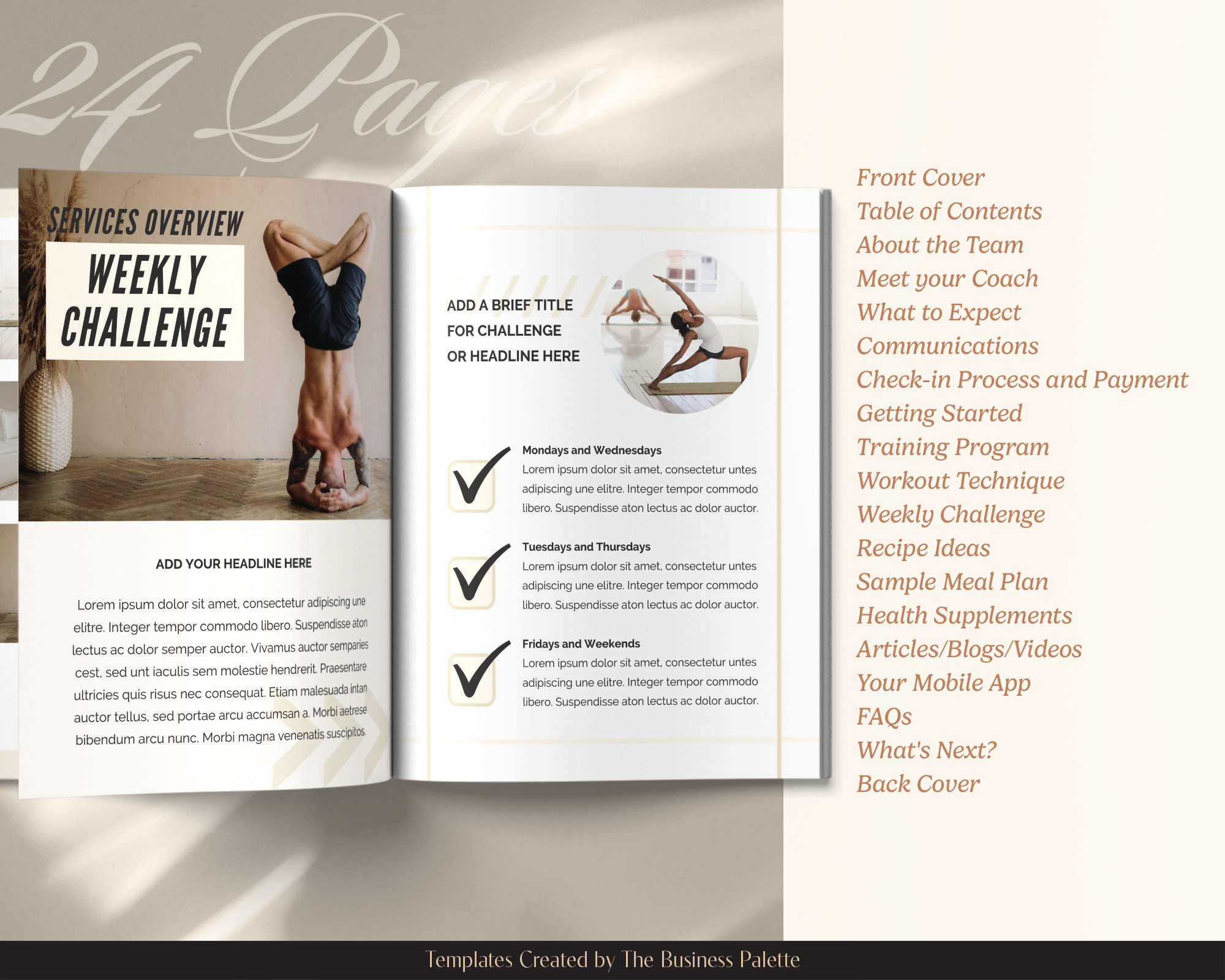 Neutral Fitness Welcome Packet | Canva Templates | 24 Pages | Letter ...