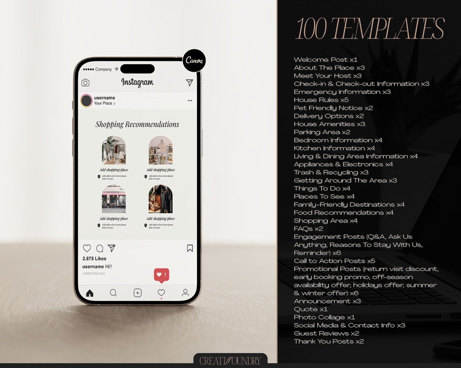 Airbnb Instagram Posts | Customizable in Canva | 100 Templates | 1080 X ...