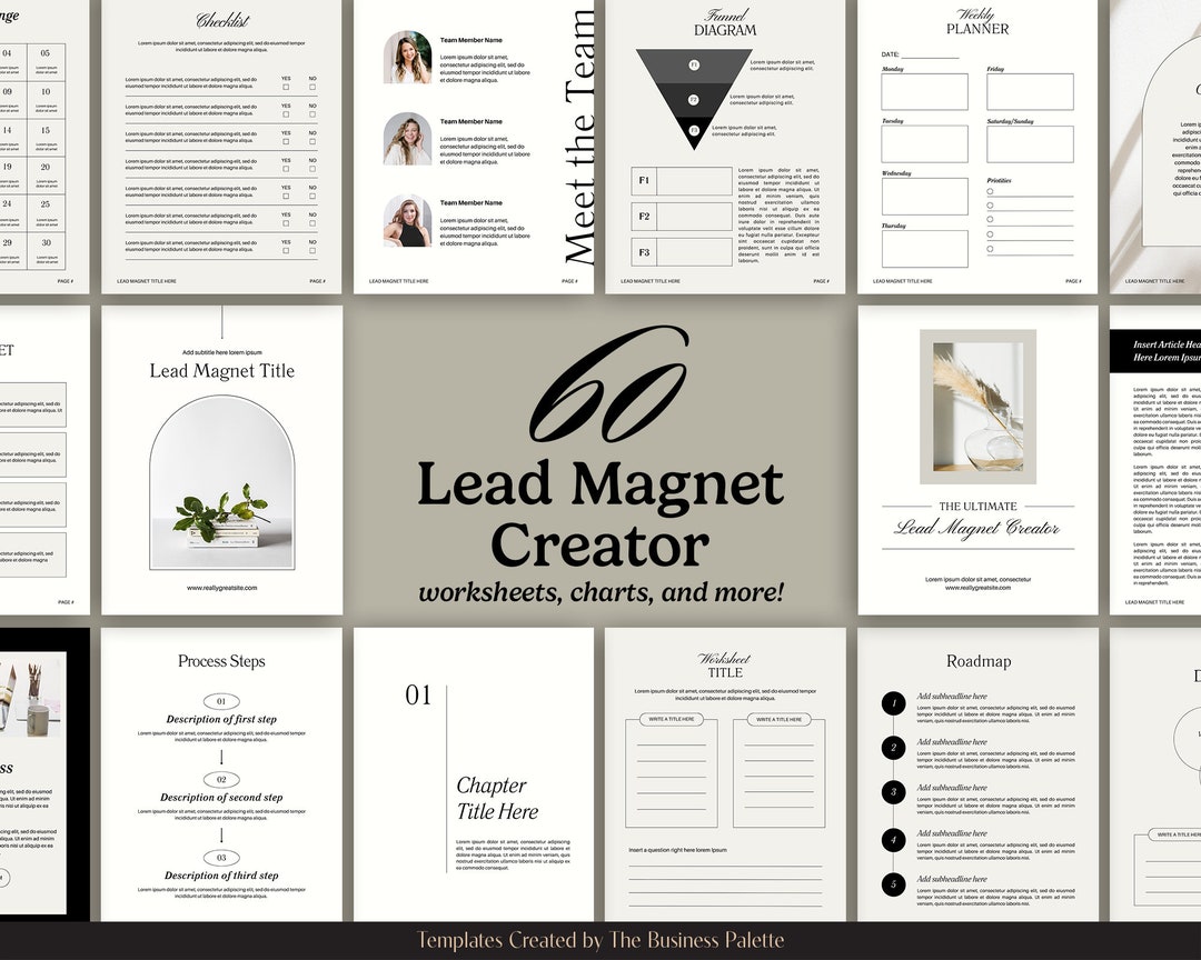 60 Pages Lead Magnet Creator Canva Templates Letter Size Modern Brand ...