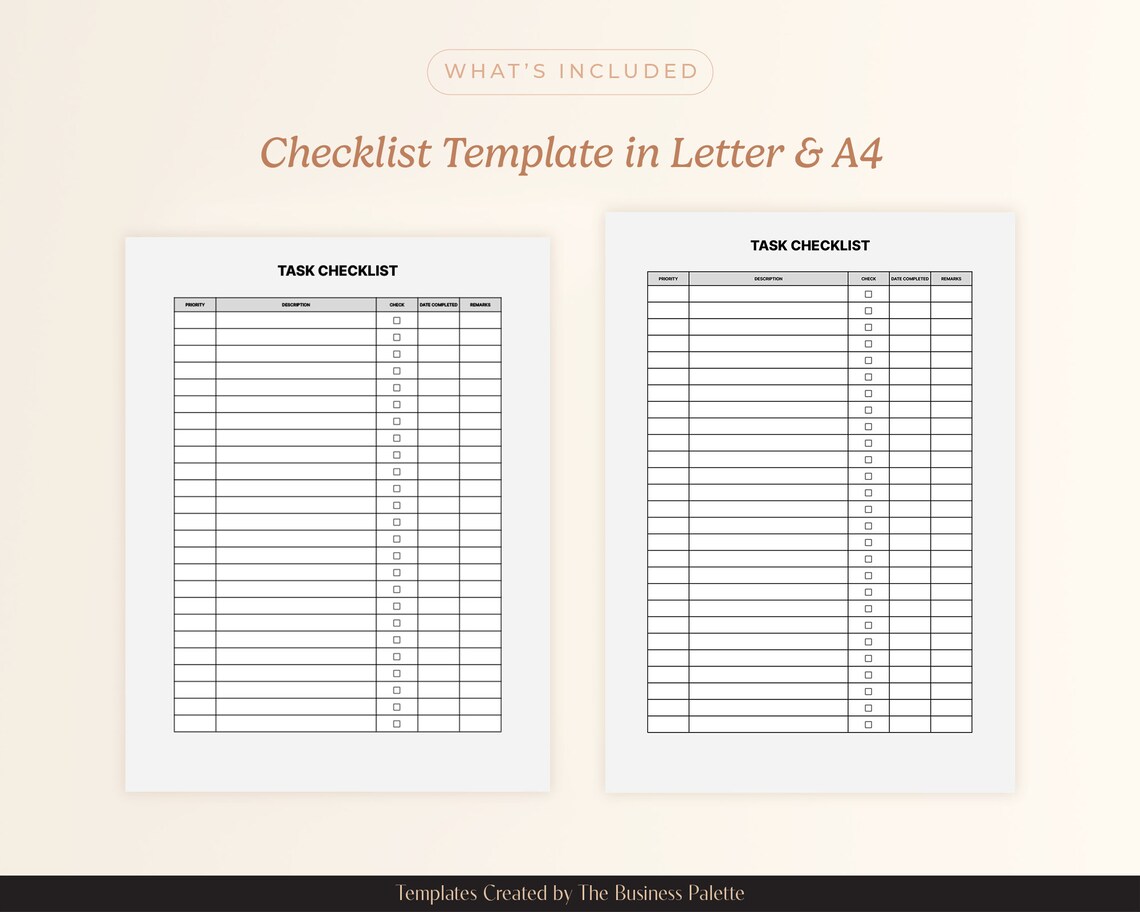 Task Checklist Template Fillable in Adobe Acrobat Fully Customizable ...