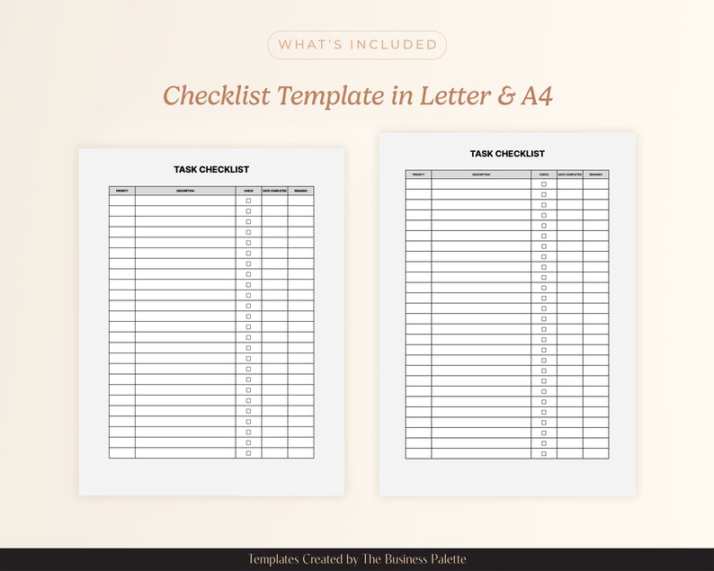 Task Checklist Template | Fillable in Adobe Acrobat | Fully ...