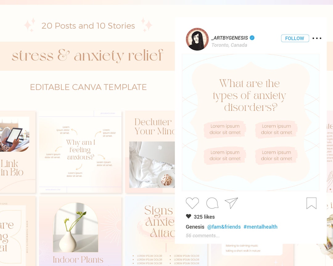 Stress or Anxiety Relief Instagram Posts & Stories - Etsy