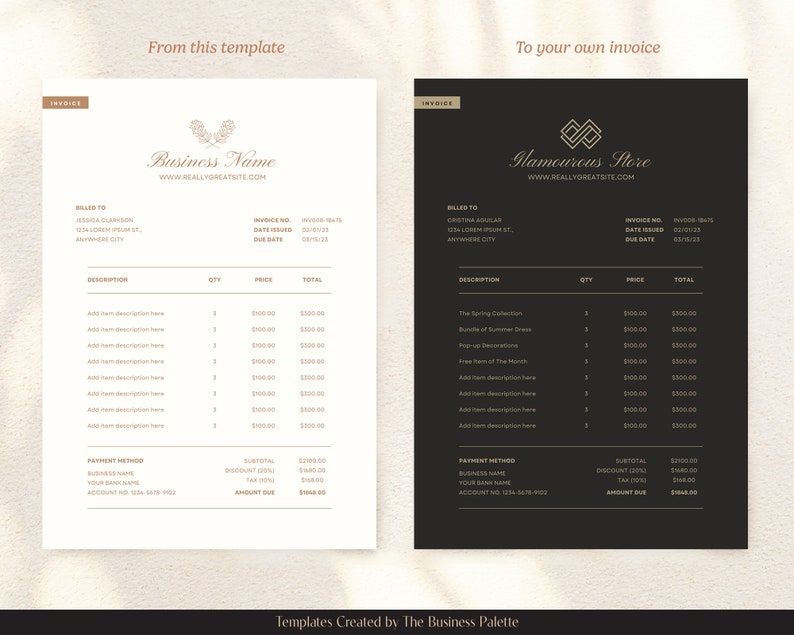 Minimalist Invoice Template | Customizable in Canva | Letter & A4 Sizes ...
