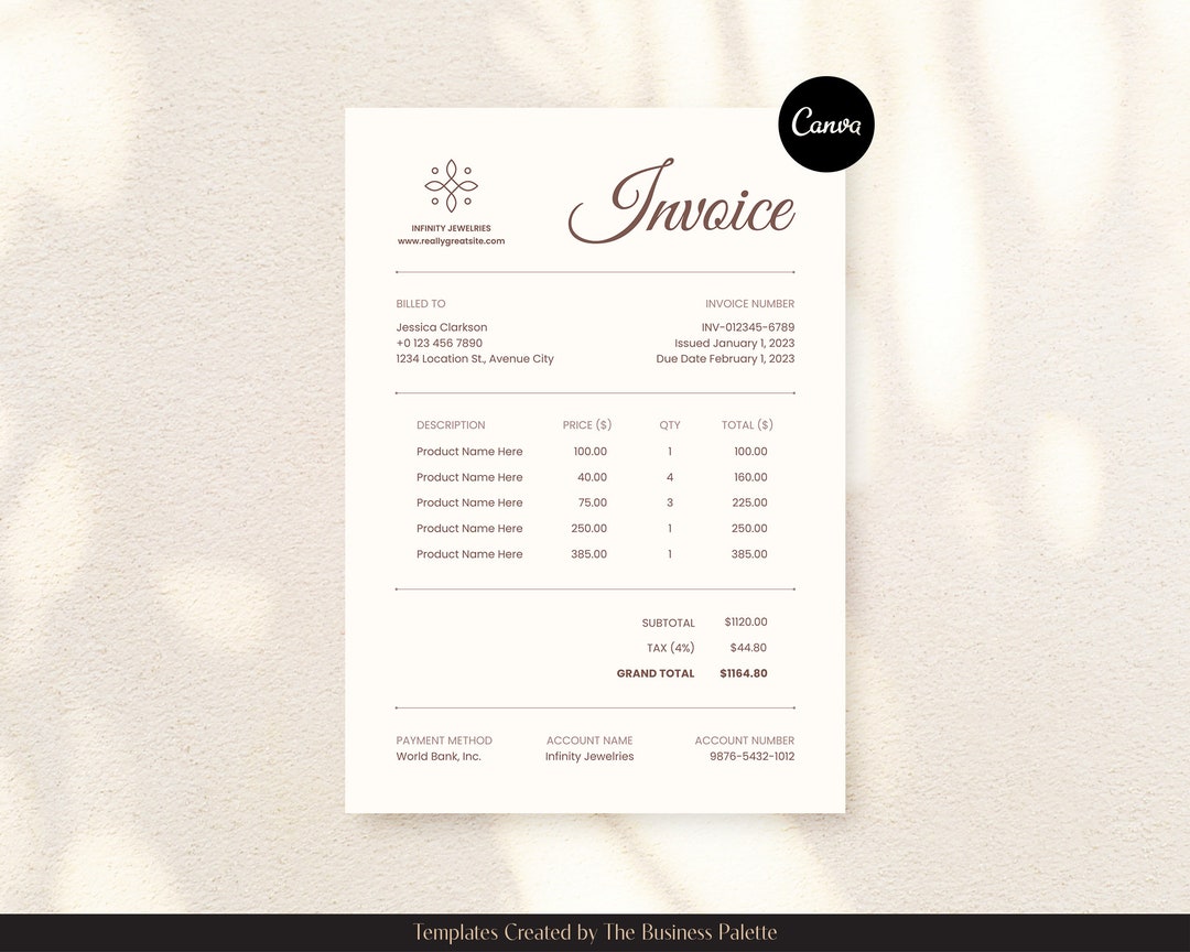 Beige Minimalist Invoice Template | Customizable in Canva | Letter & A4 ...