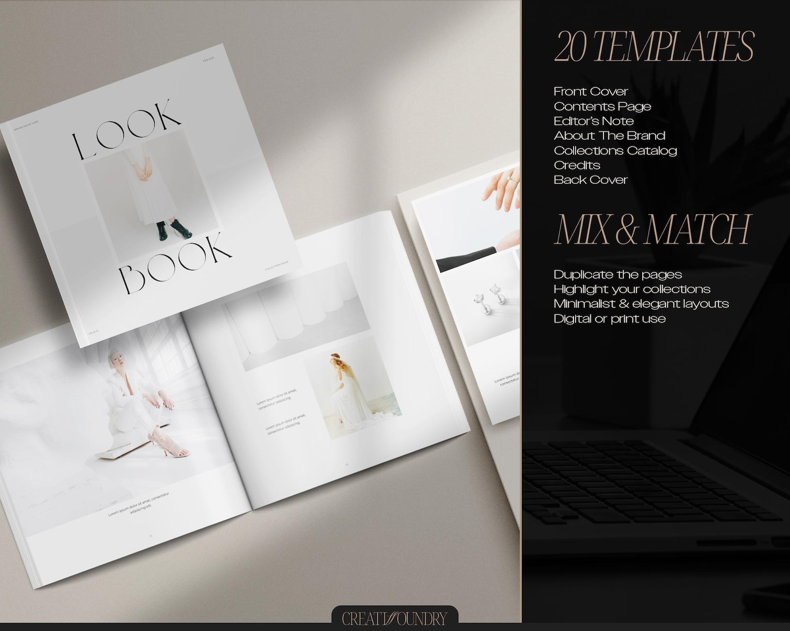 Elegant Lookbook | Square Digital Magazine | 20 Pages Canva Templates ...