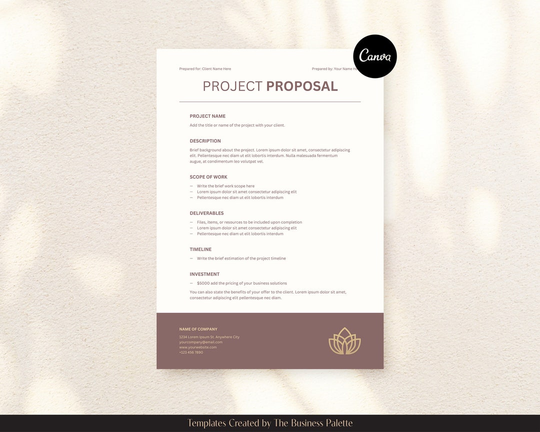 Project Proposal | Customizable in Canva | Letter & A4 Sizes | Minimalist Layout in Neutral ...
