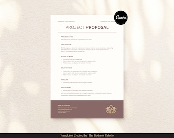 Business Proposal | Customizable in Canva | Letter & A4 Sizes | Minimalist Proposal Layout for ...