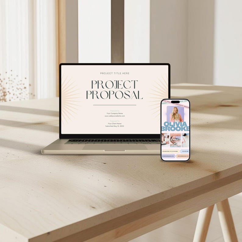Canva Device Mockup Template | iPhone & MacBook | Minimalist Elegant ...