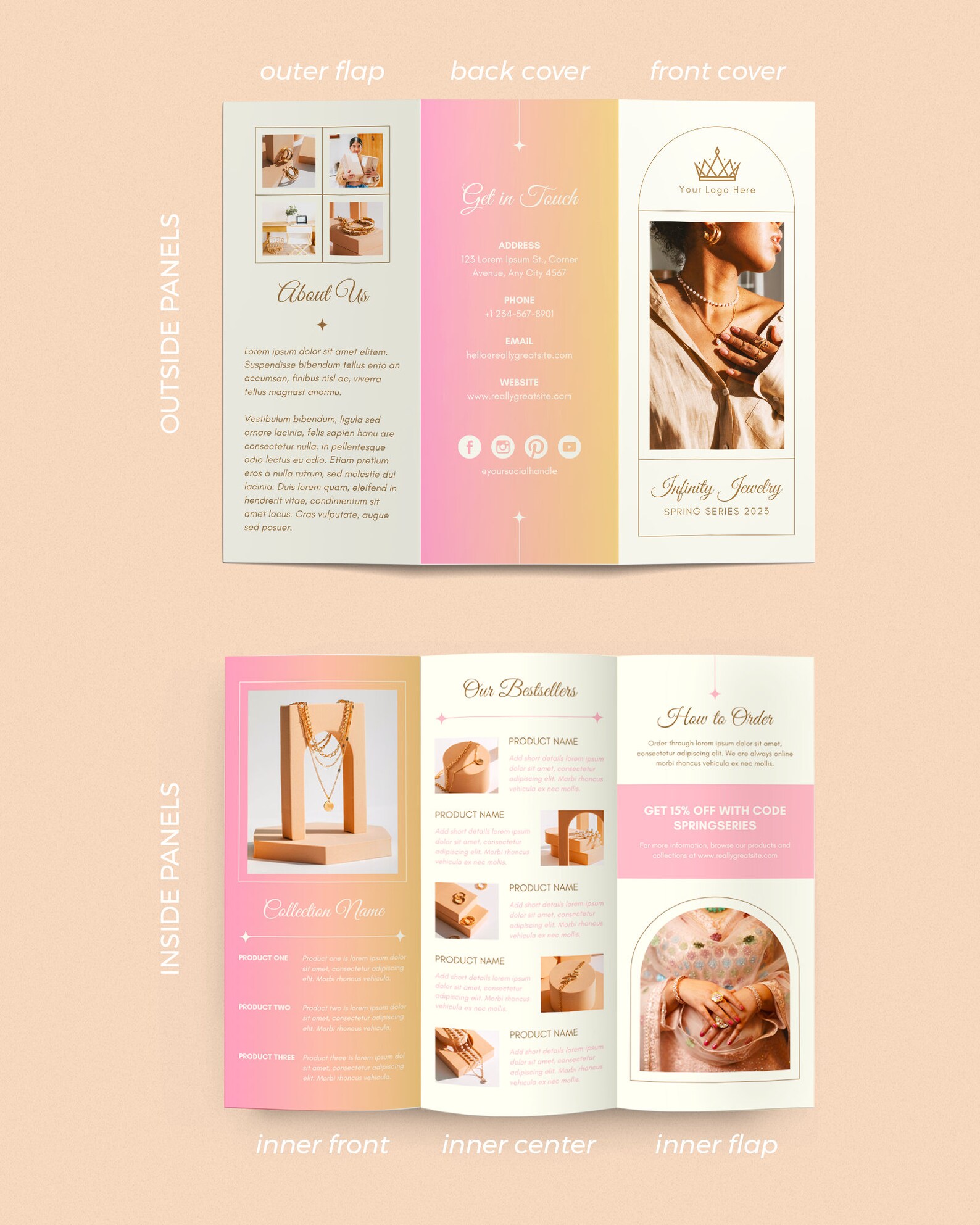 Trifold Brochure for Luxury Shops and Boutiques Customizable - Etsy