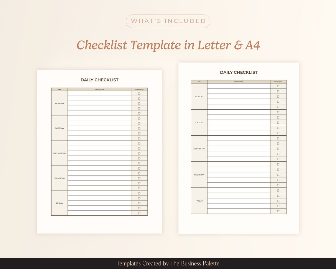 Daily Checklist Template | Fillable in Adobe Acrobat | Fully ...