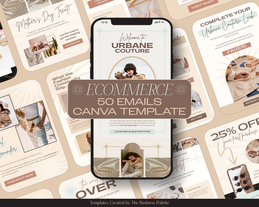 Fashion Ecommerce Email Set | 50 Canva Templates | Email Flow Creator ...