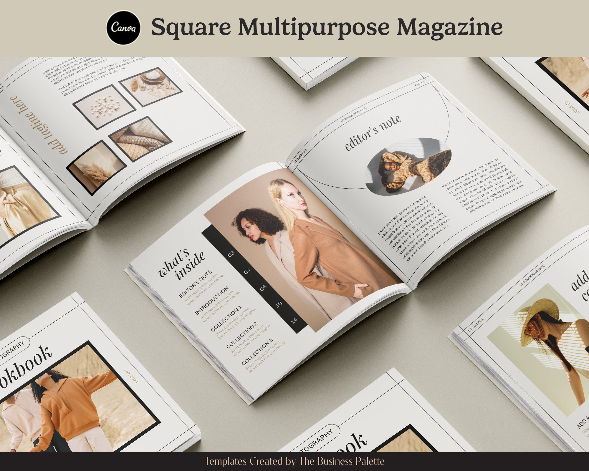 Square Multipurpose Digital Magazine | 20 Pages Canva Template | 8" X 8 ...