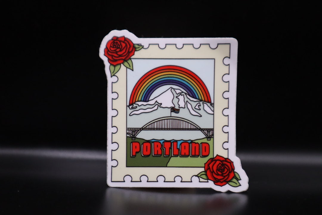 Portland, Oregon Decorative Postage Stamp Sticker | Pacific Northwest ...