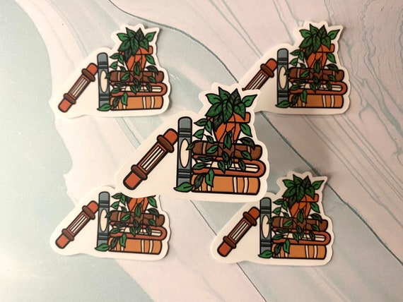 Book Stack with Plants Die Cut Sticker Book Lover Bookworm | Etsy