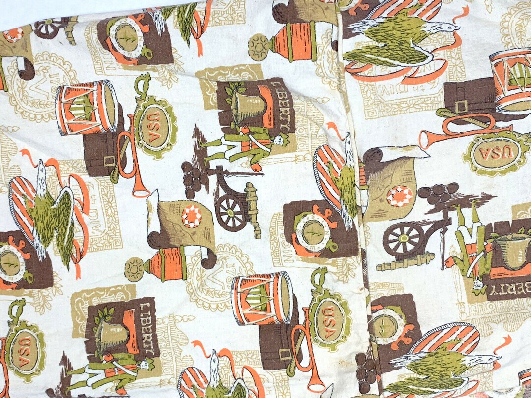 Set 2 Vintage 1970s Liberty United States Settlers Tablecloth Orange ...
