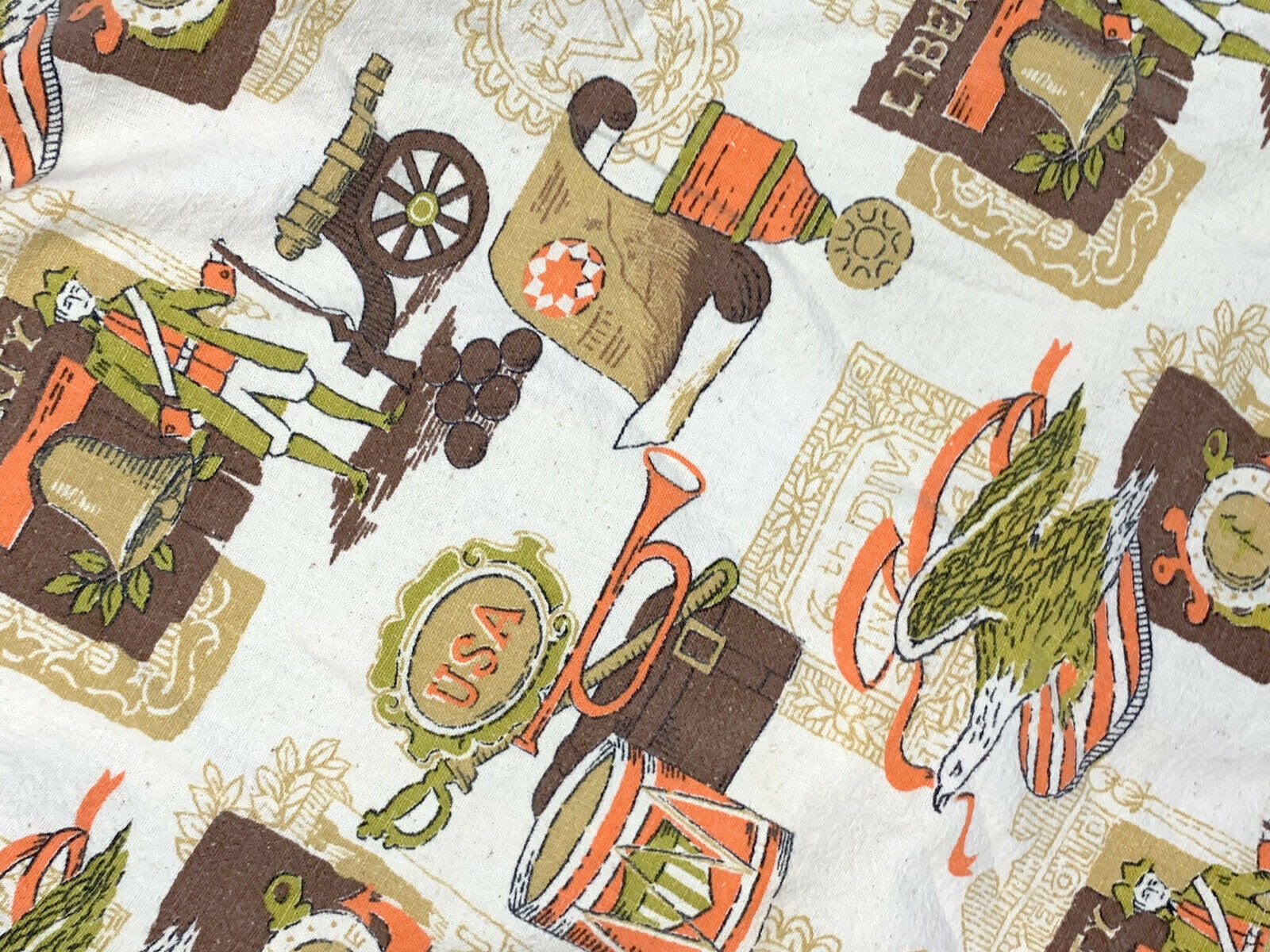 Set 2 Vintage 1970s Liberty United States Settlers Tablecloth Orange ...