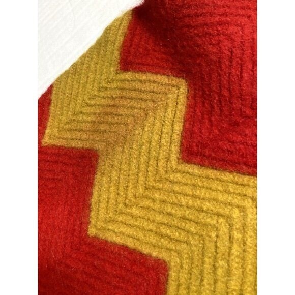 Vintage Chevron Boiled Wool Afghan: Colorful Knit Blanket, Accent Rug ...