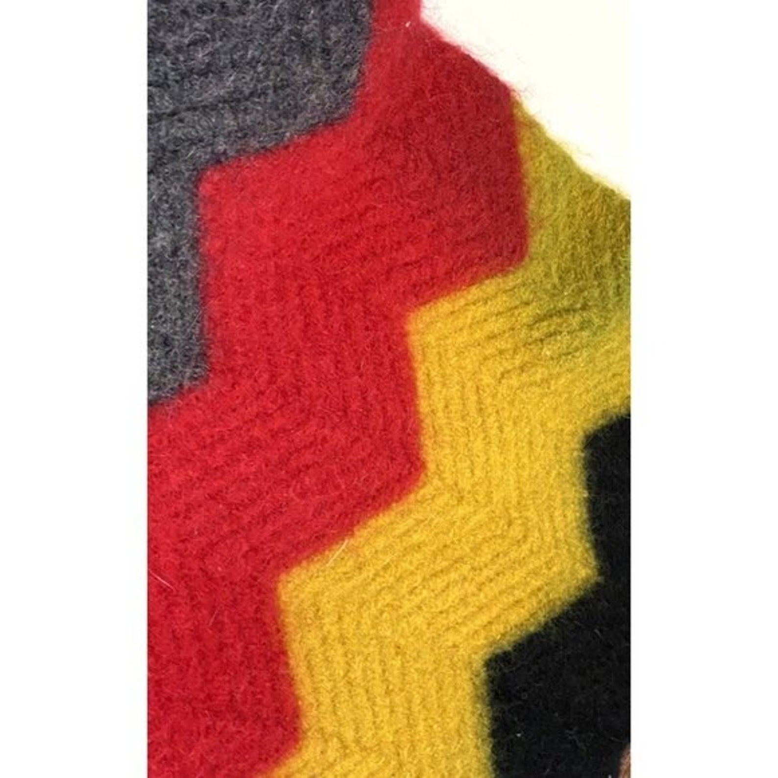 Vintage Chevron Boiled Wool Afghan: Colorful Knit Blanket, Accent Rug ...