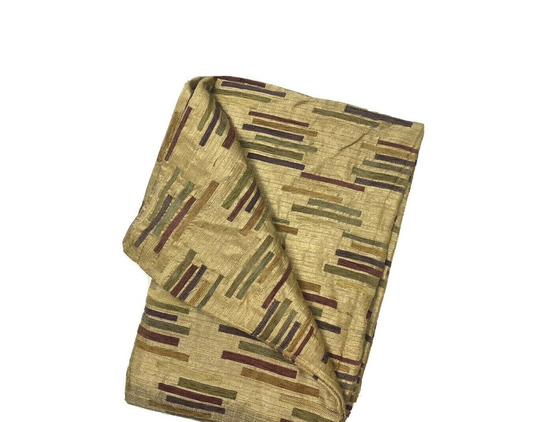 Vintage 1980s Woven Curtain Panel: Gold Chenille Tapestry, Fully Lined ...