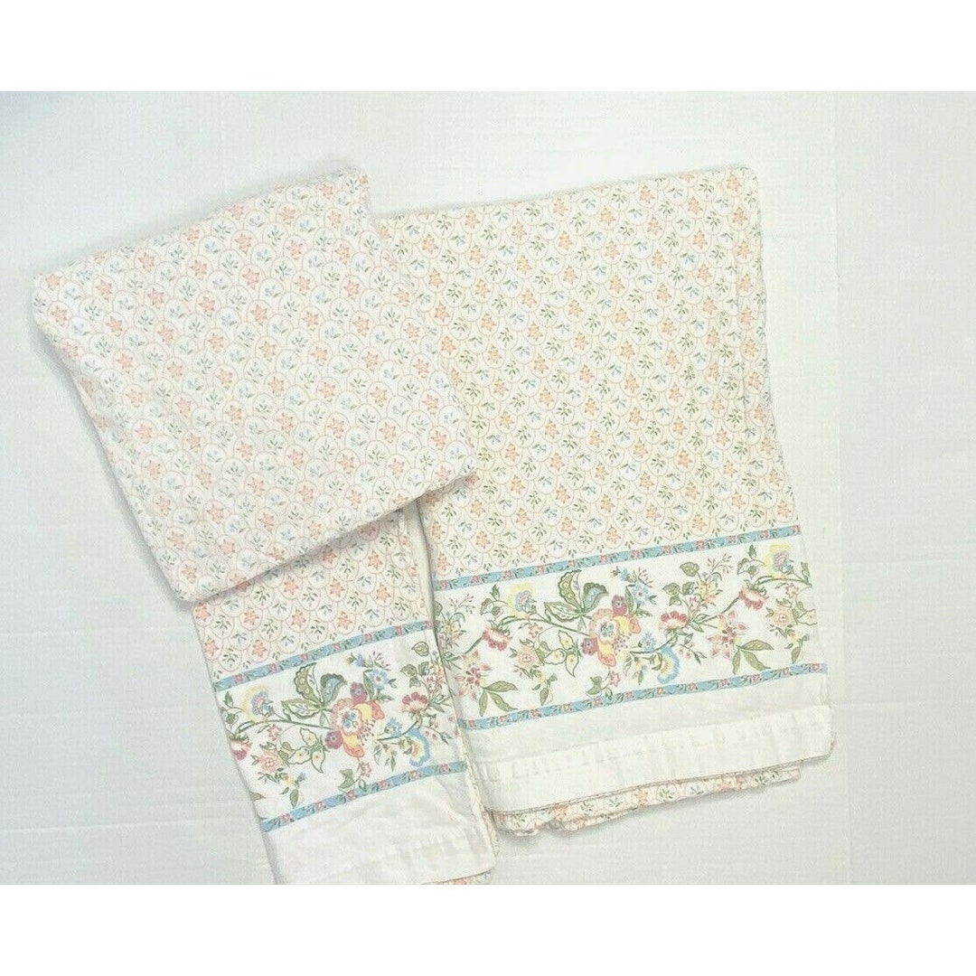 Vintage Floral Flannel Twin Sheet Set: 1990s Spiegel Portugal Cotton ...
