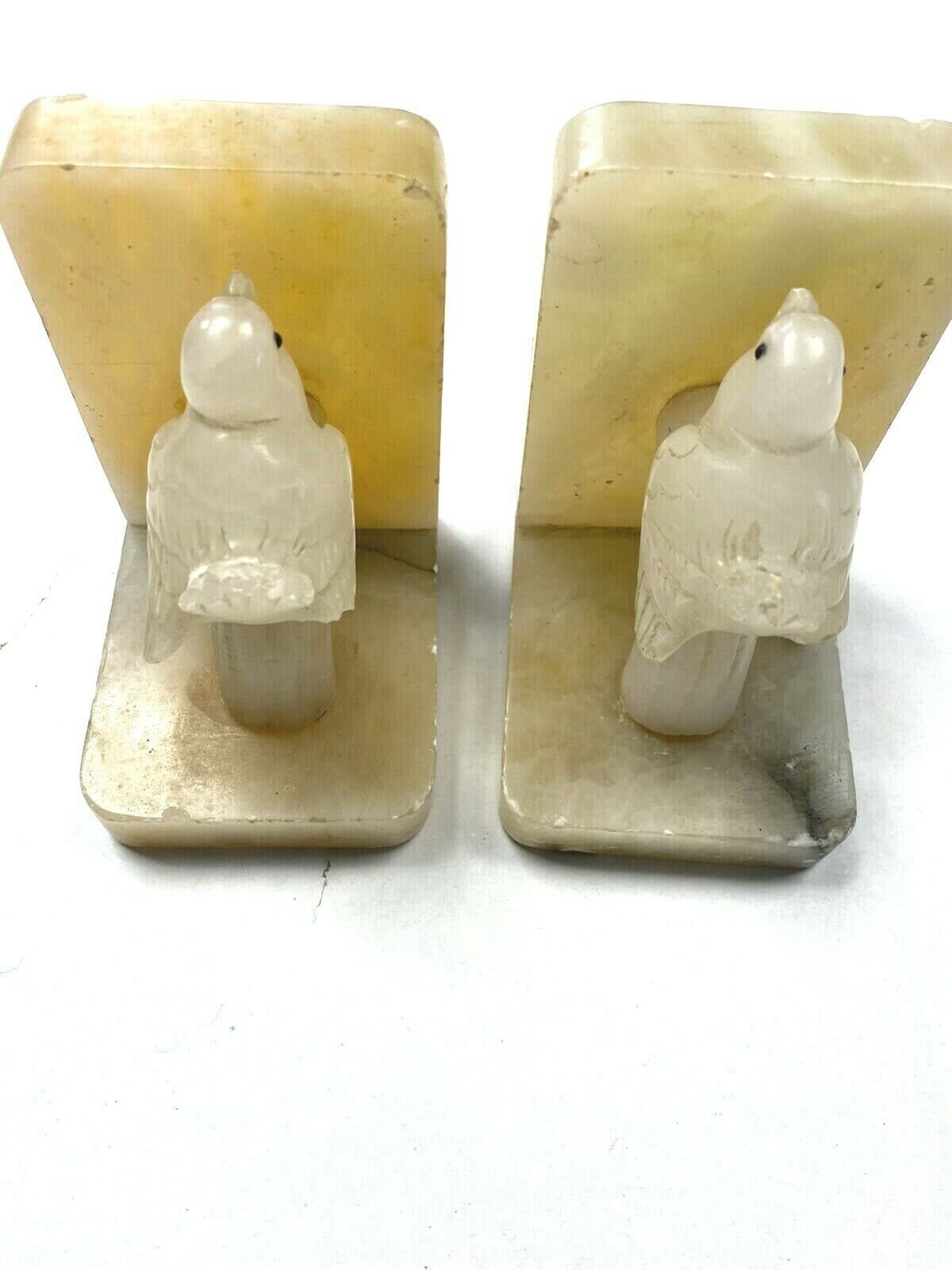 Vintage Custom Handmade Bookends Birds Sparrows Marble Decor Alabaster ...