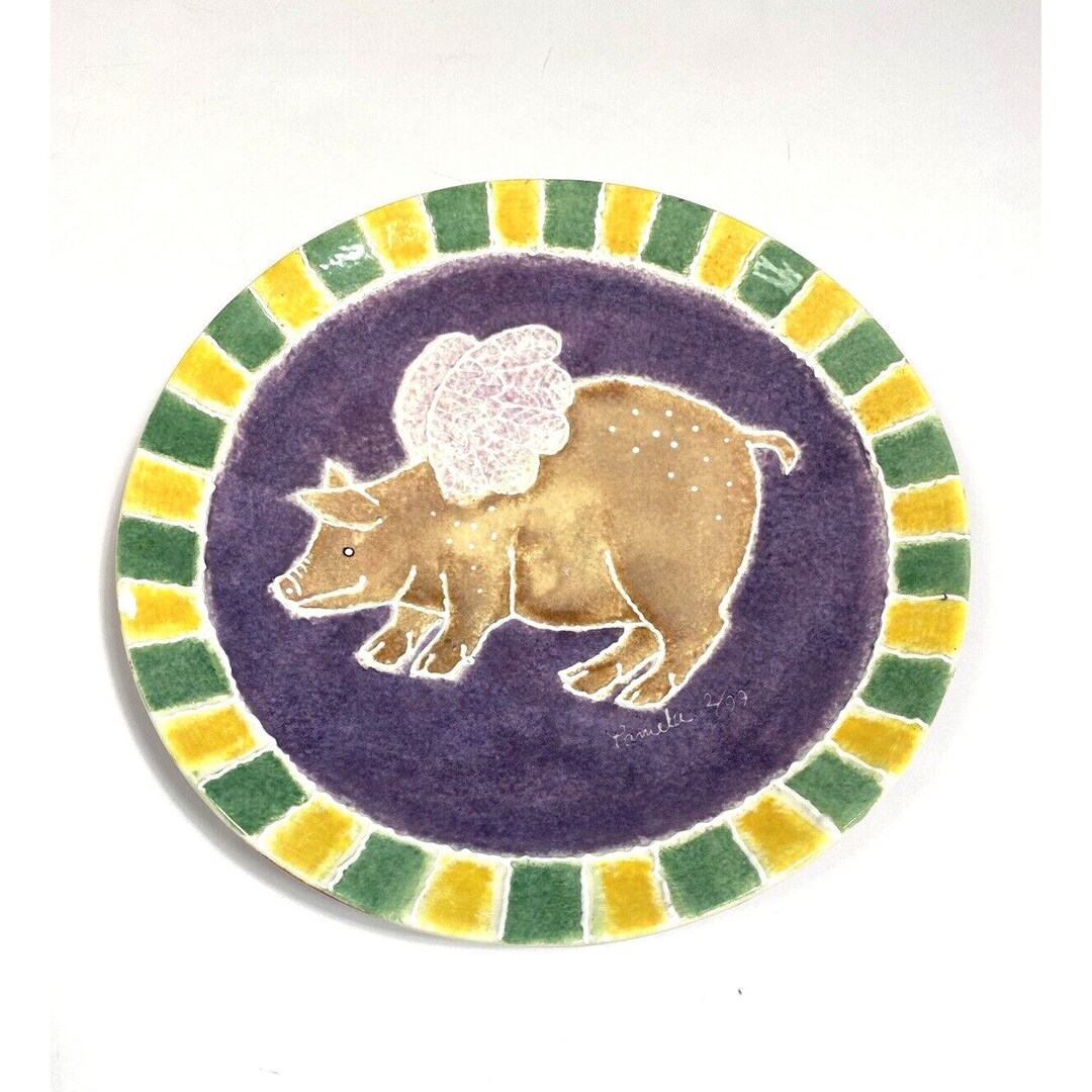 Vintage Pacific Grove Pottery Plate: Pamela Bee Scott 'when Pigs Fly ...