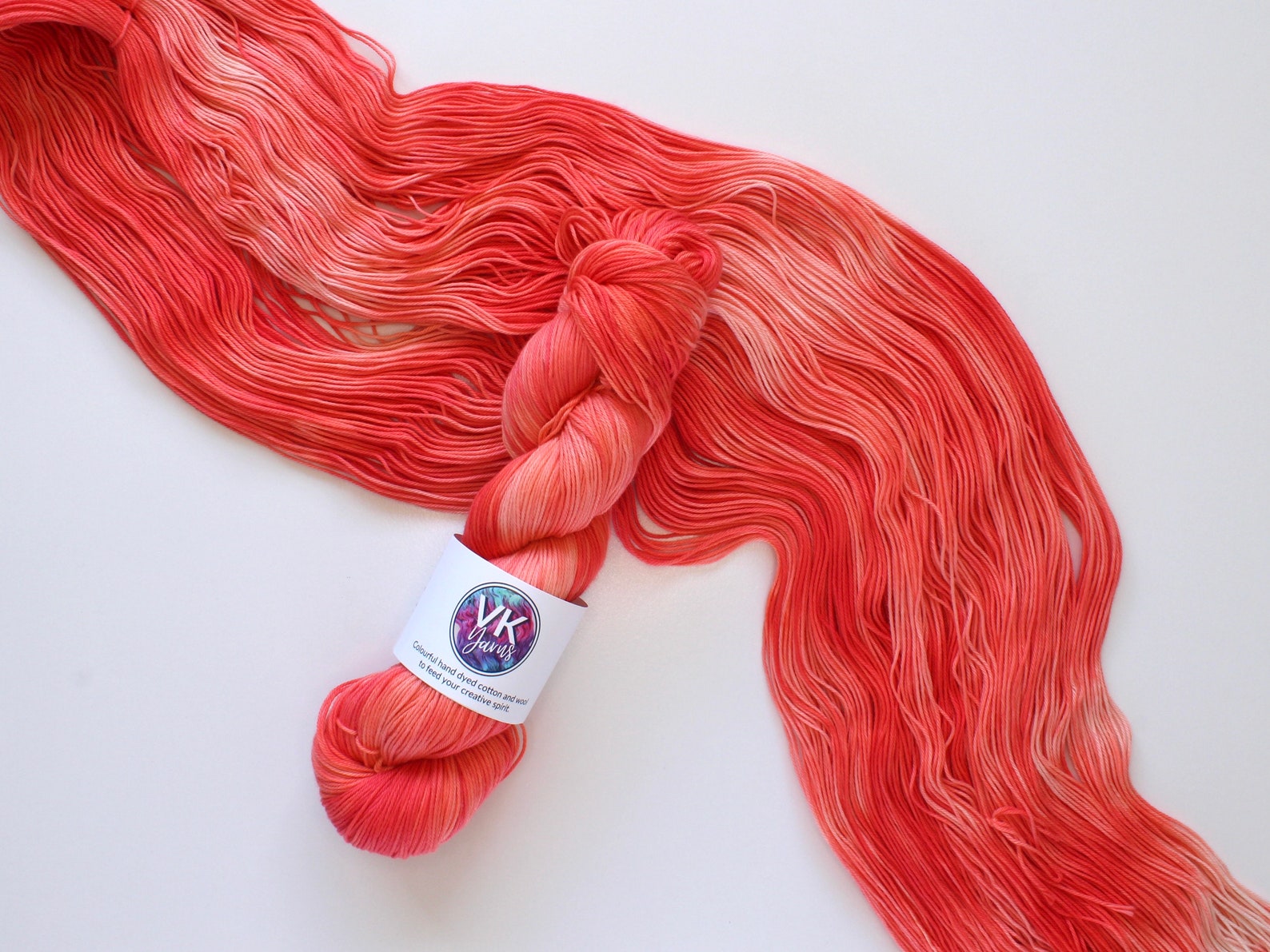 Hand Dyed Yarn Coral on Cotton or Wool bases. | Etsy