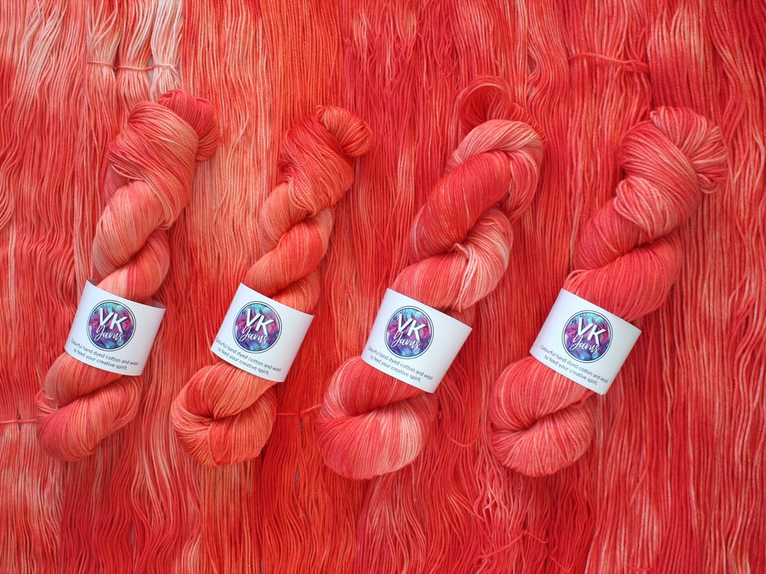 Hand Dyed Yarn - Coral - on Cotton or Wool Bases. - Etsy