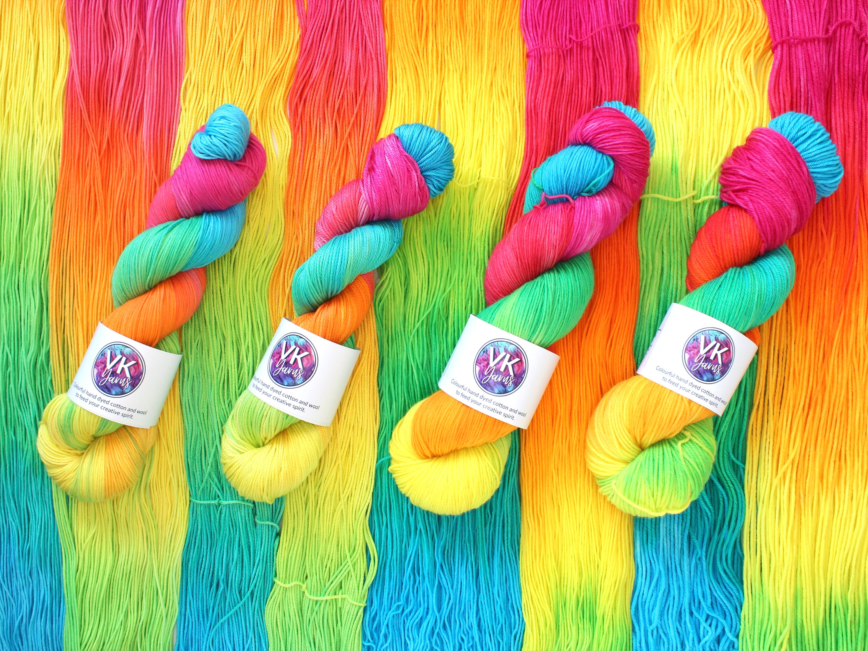 Hand Dyed Yarn - Summer Rainbow - on Cotton or Wool Bases. - Etsy Australia