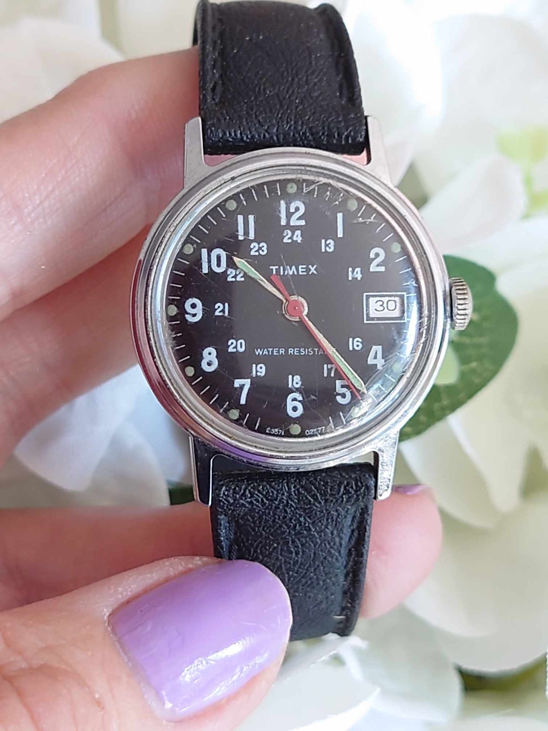 TIMEX SPRITE Watch With Leather Strap Hand Wind With Date Window ...