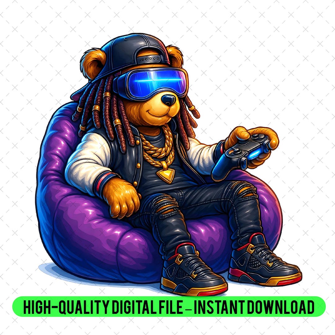 VR Gamer Teddy Bear – Hip Hop Style Digital Art | Trendy Sublimation ...