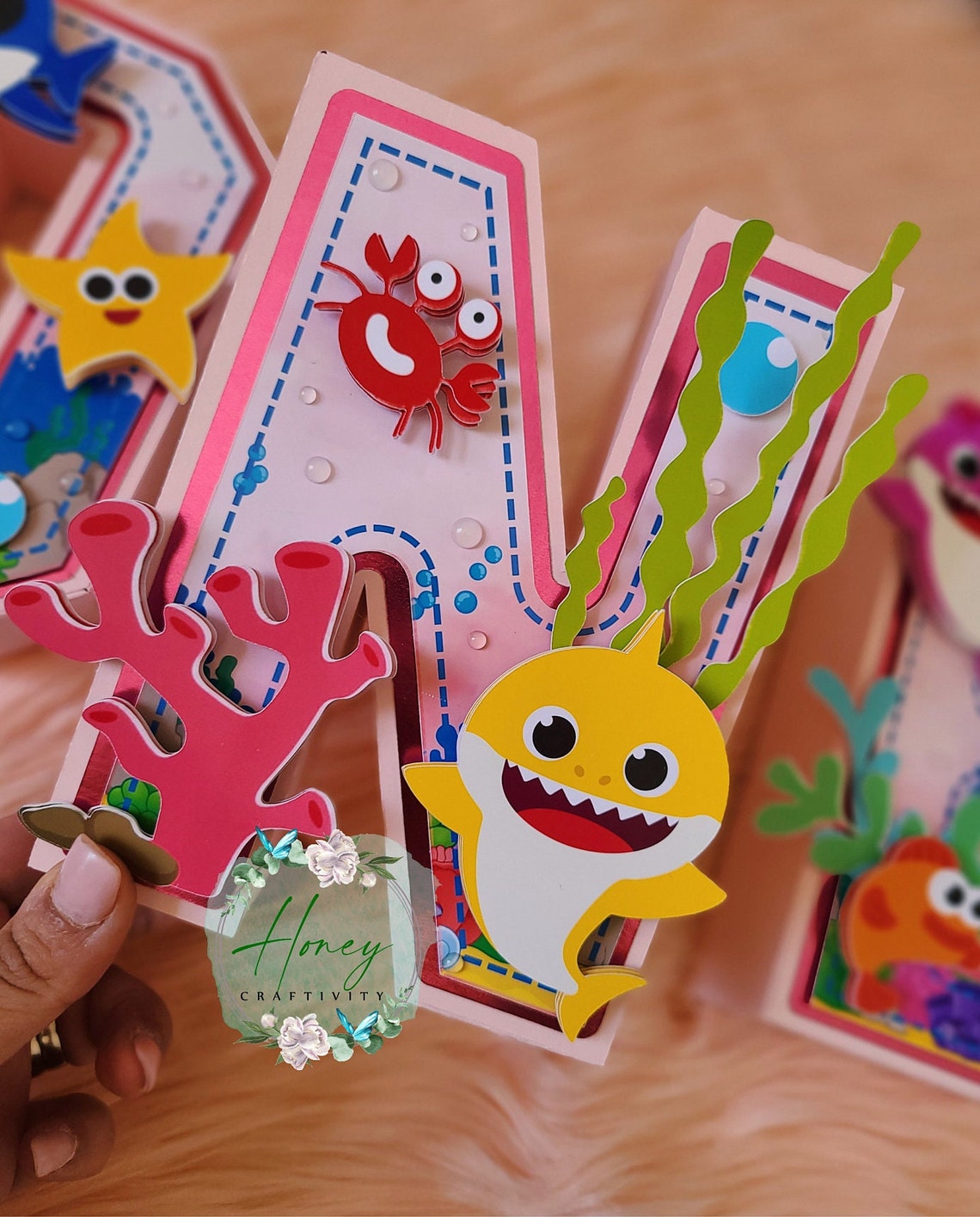 Baby Shark Letters Baby Shark Birthdaybaby Shark - Etsy