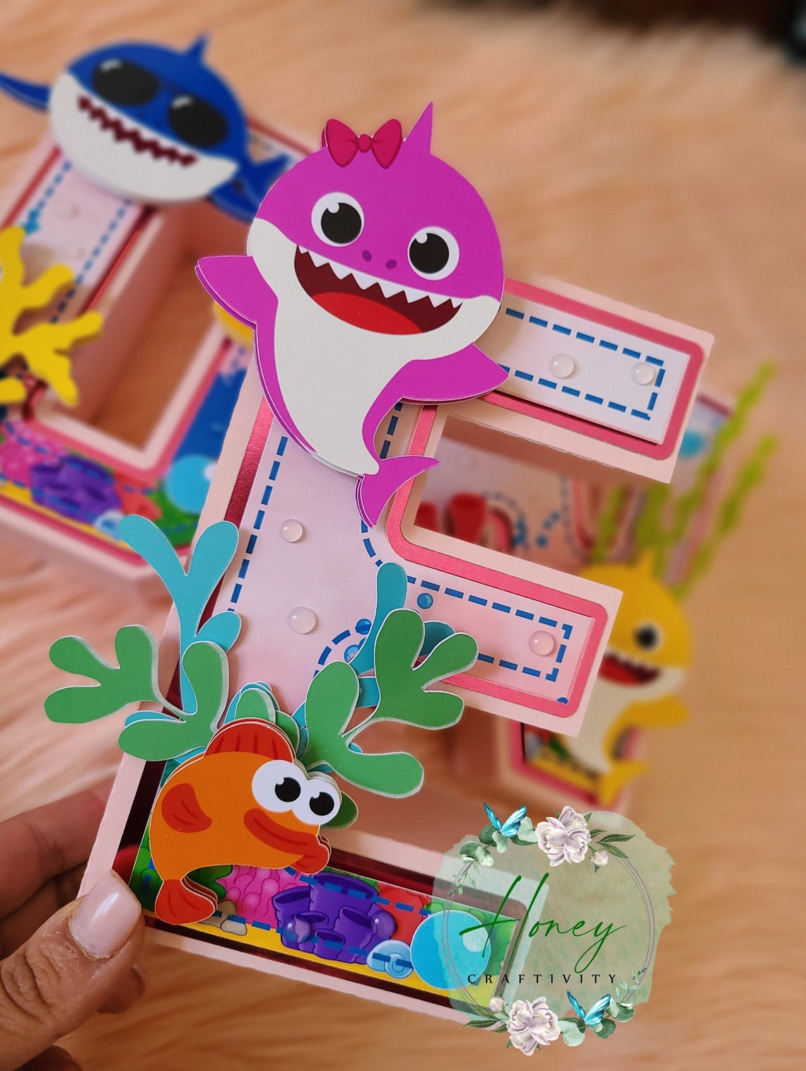 Baby Shark Letters Baby Shark Birthdaybaby Shark - Etsy