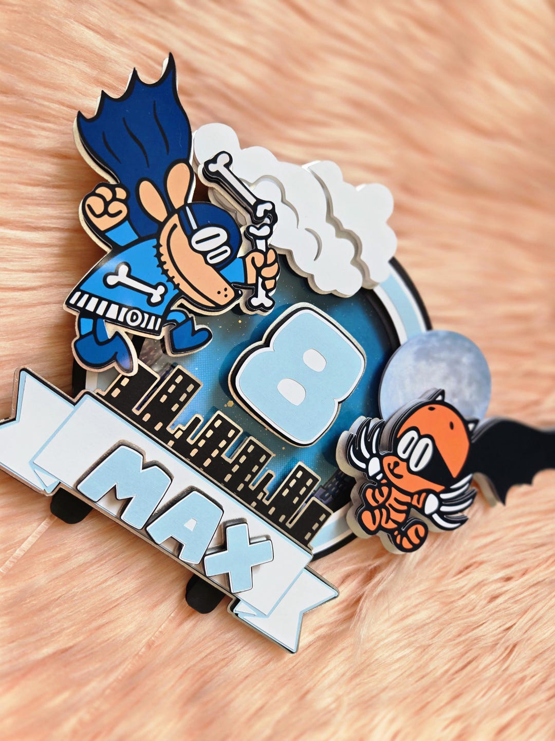 Dog Man Cake Topper: 3D Embossed Party Decoration - Etsy