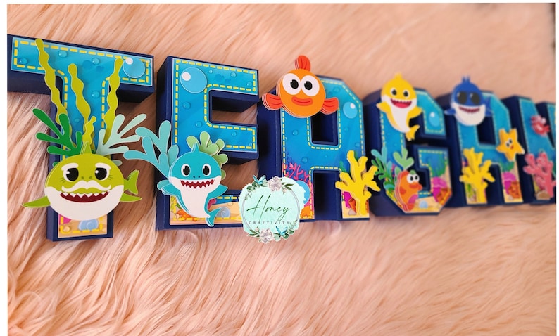 Baby Shark Letters Baby Shark Birthdaybaby Shark - Etsy