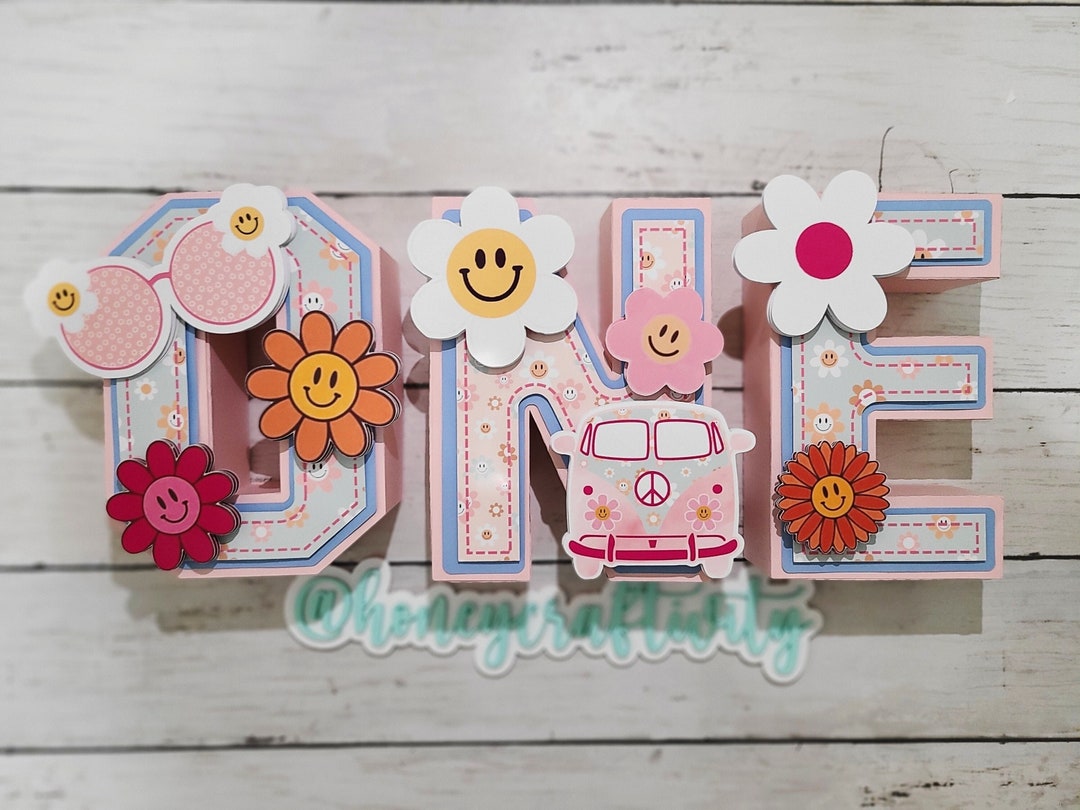 Groovy 3D Letters, Hippie 3D Letters, Groovy One, Groovy Decoration ...
