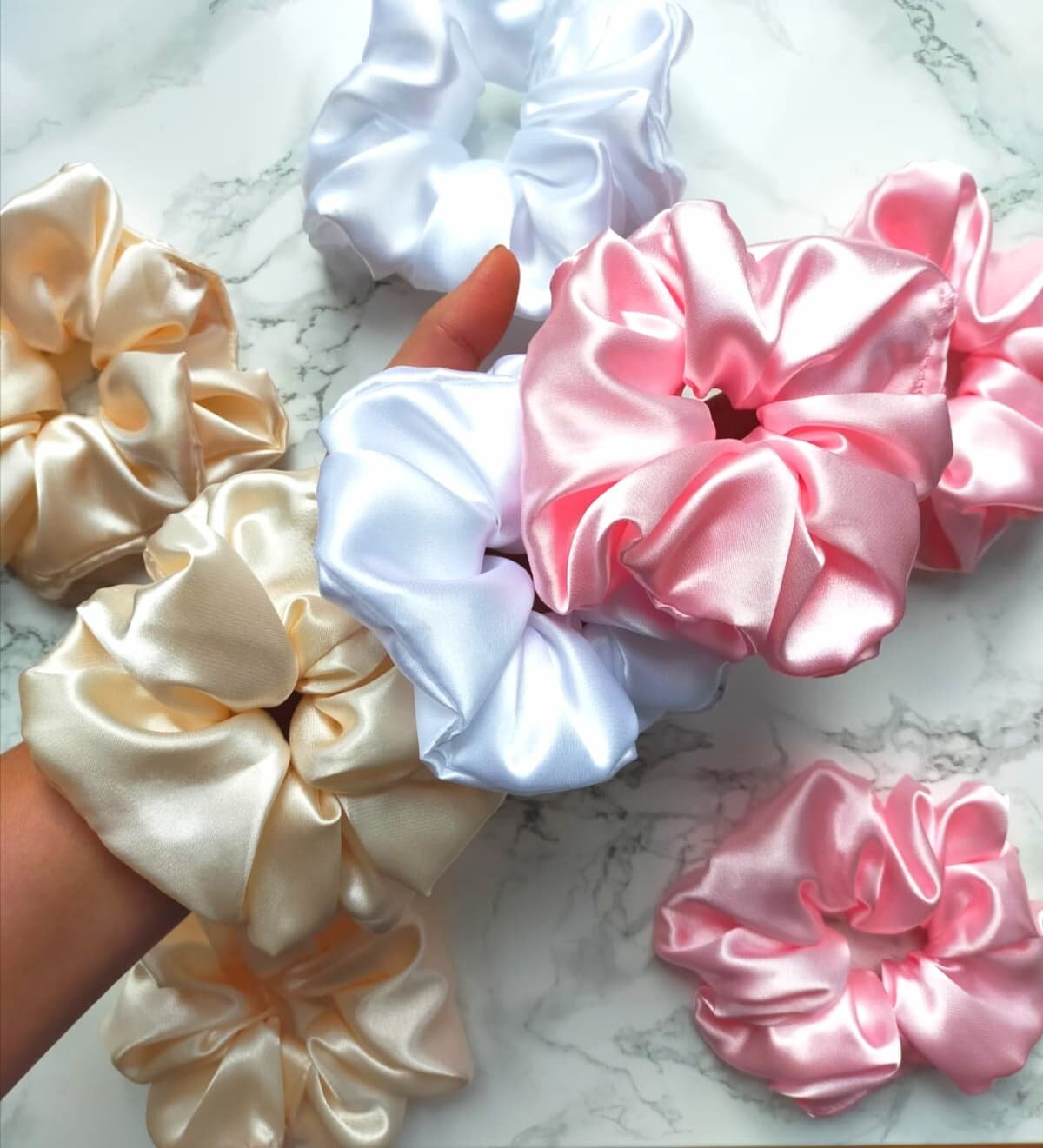 Ballerina Set Pink Cream & White Silky Satin Scrunchie Set | Etsy