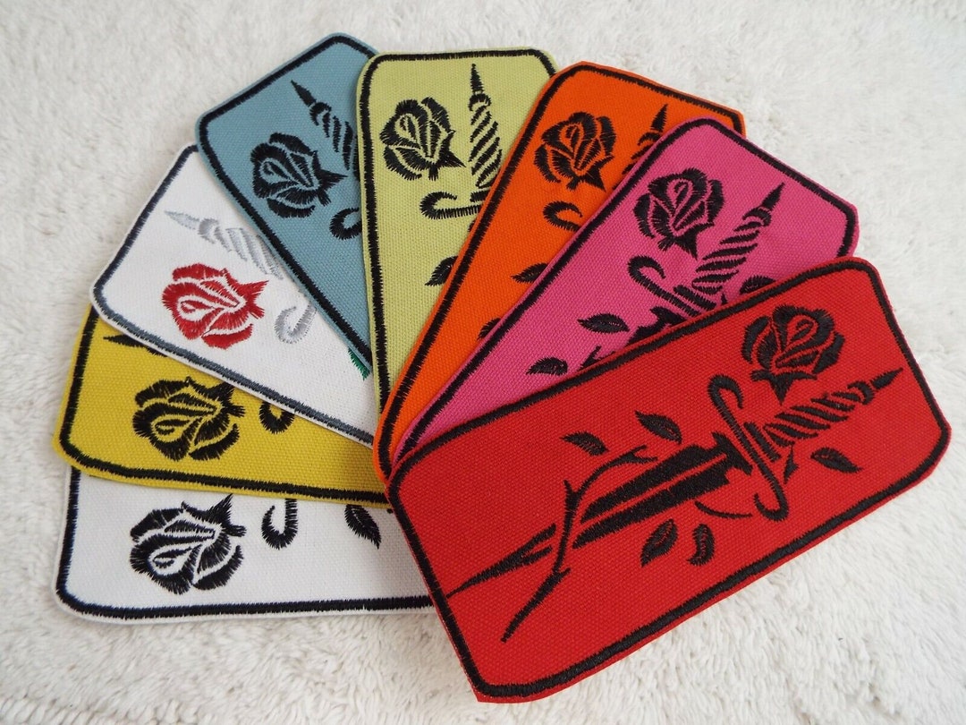 Dagger Knife Rose Embroidered Iron on Patch - Etsy