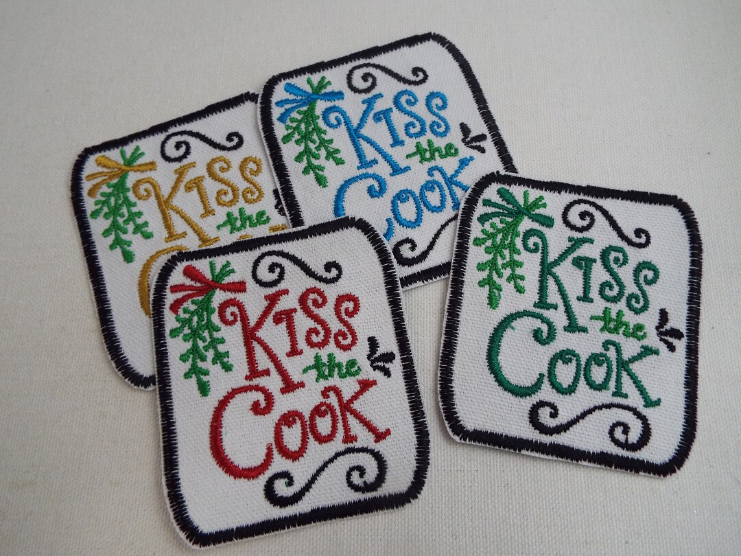 Kiss the Cook Embroidered Iron-on Patch - Etsy