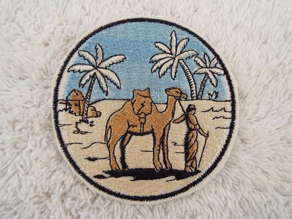 Camel Oasis Desert Palm Embroidery Iron-on Patch - Etsy