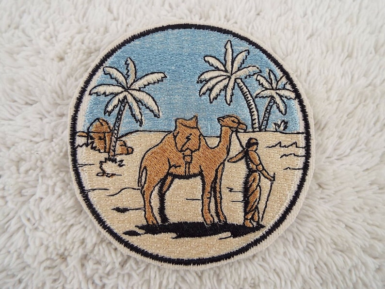 Camel Oasis Desert Palm Embroidery Iron-on Patch - Etsy